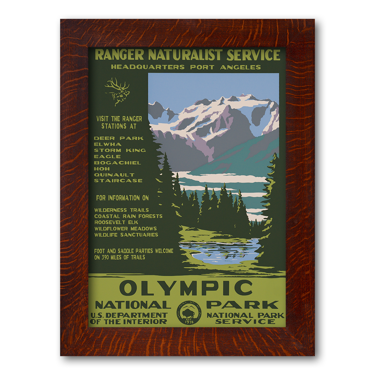Olympic National Park, Reproduction WPA Poster , Dard Hunter Studios ...
